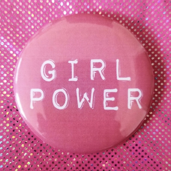 Accessories | 225 Inch Girl Power Button Badge Pinback Pin | Poshmark